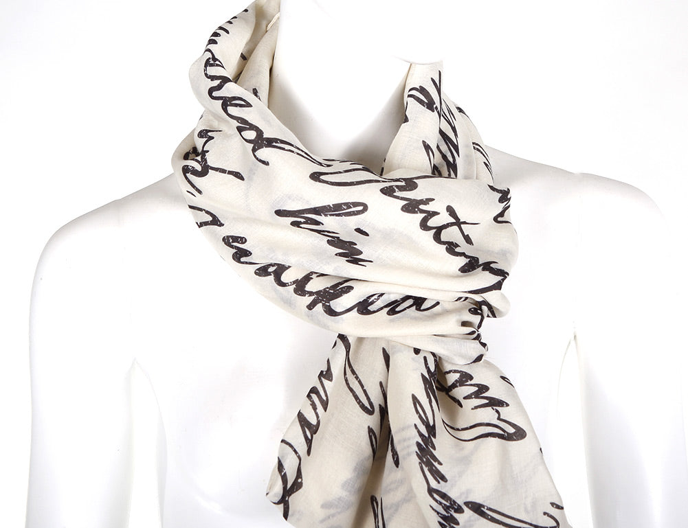 Cursive WritingText Design Book Scarf – Literati Club